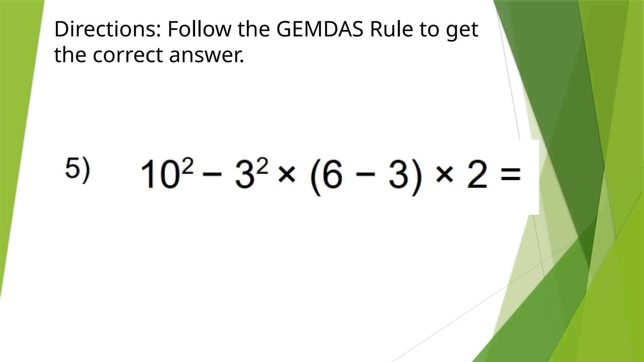 GEMDAS Exercises Powerpoint Presentation for Grade Six | PPTX