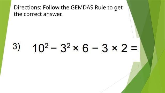 GEMDAS Exercises Powerpoint Presentation for Grade Six | PPTX