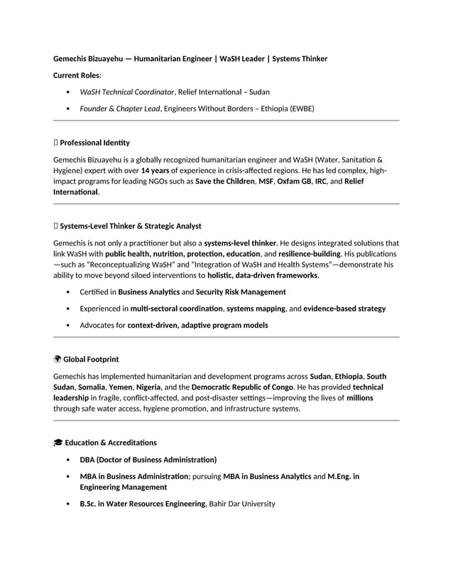 Learn About Gemechis Bizuayehu, WaSH Eng | DOCX