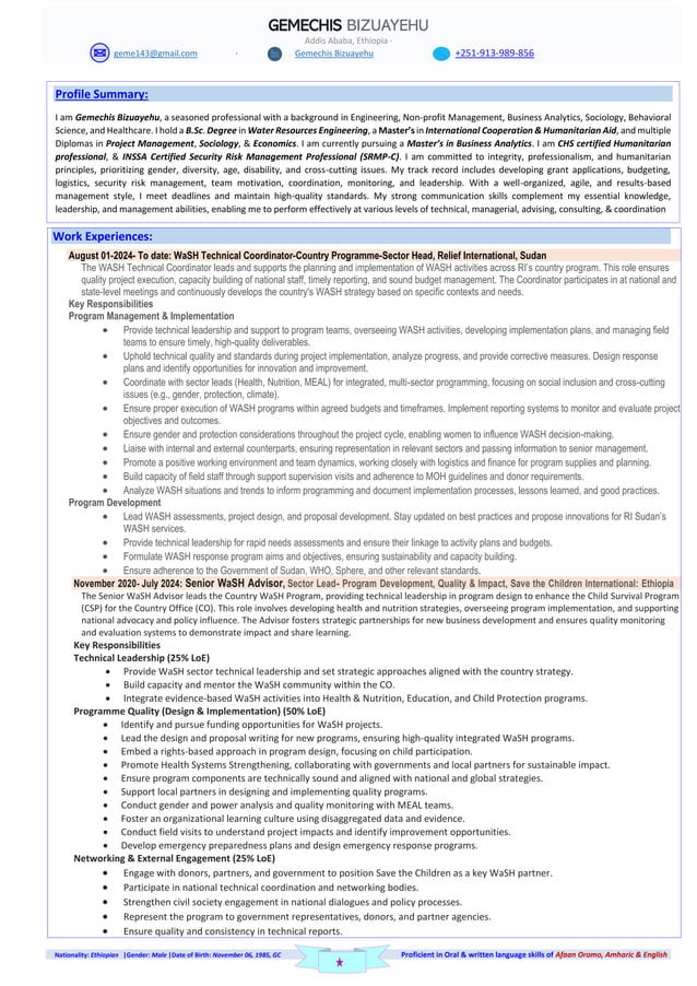 Gemechis_Bizuayehu_CV_2025_Updated_Version | PDF