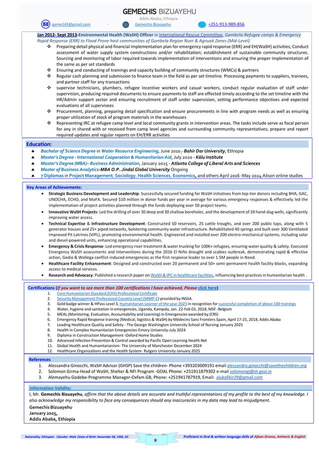 Gemechis_Bizuayehu_CV_2025_Updated_Version | PDF