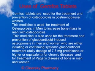 Generic Risedronate Tablets (Gemfos) | PDF