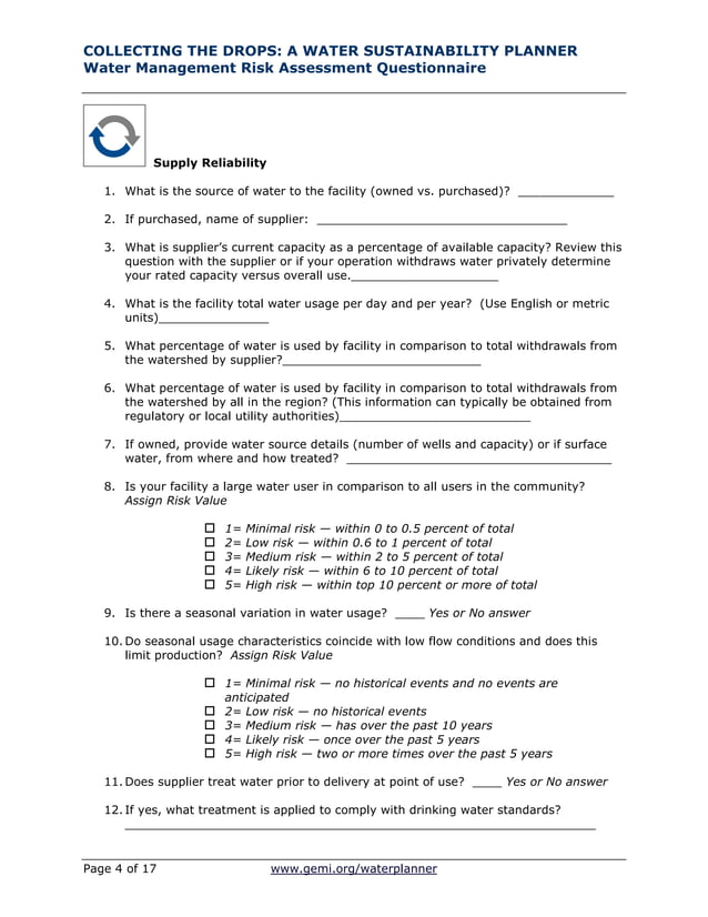 Gemi water-mgt-risk-assessment-questionnaire | PDF
