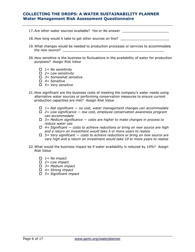 Gemi water-mgt-risk-assessment-questionnaire | PDF