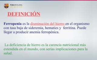 Protocolo de tratamiento de la ferropenia en el deportista | PPT