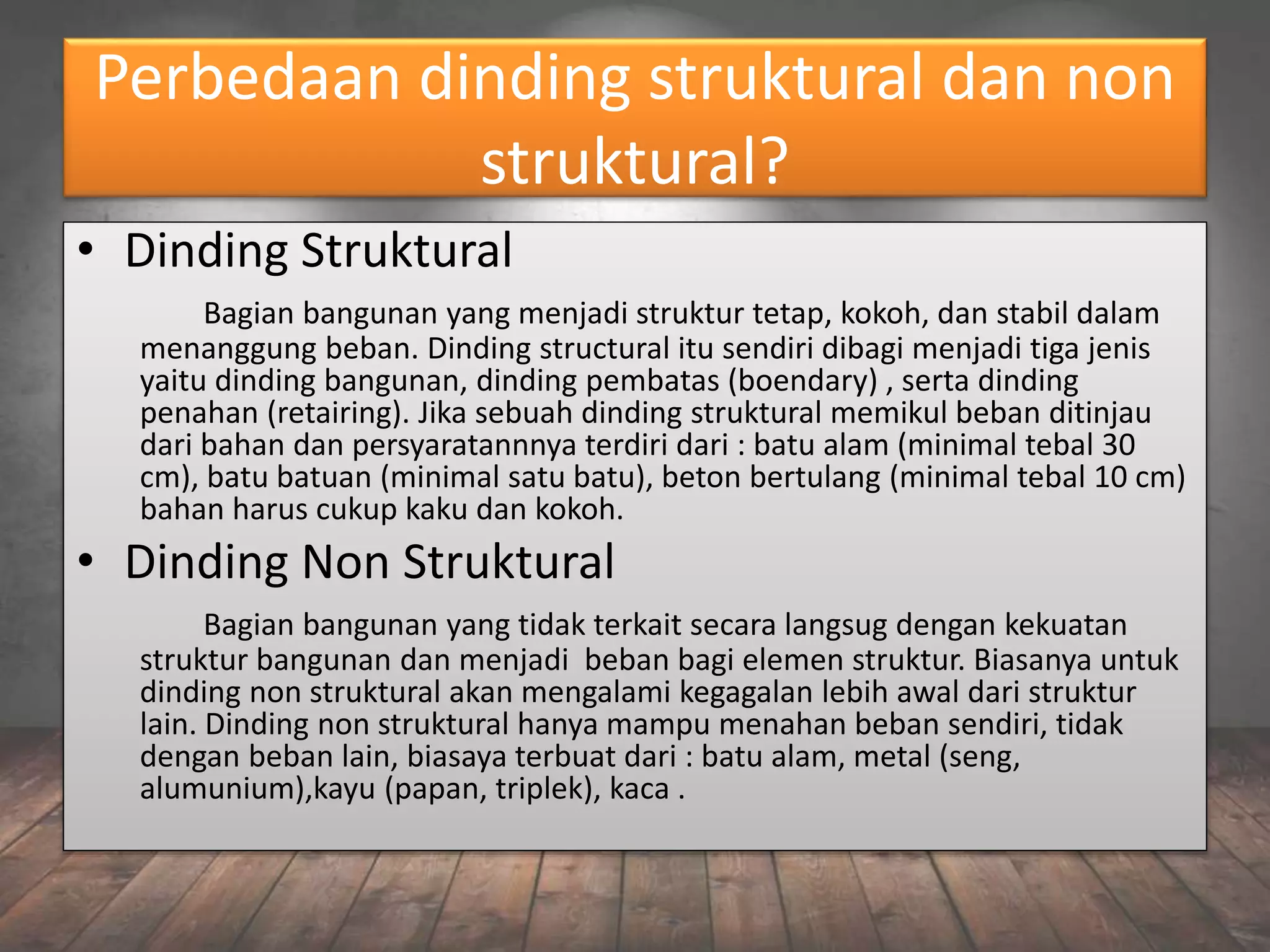 Dinding struktural dan non struktural | PPTX