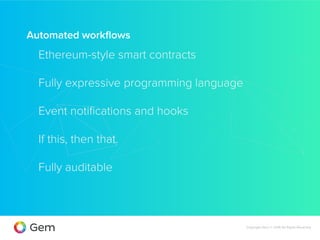 Blockchains & Smart Networks: Automating Workflows and Introducing Logic to the Cloud | PPT