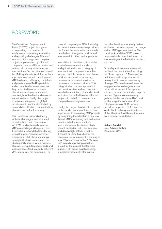 GEMS M&E Handbook | PDF