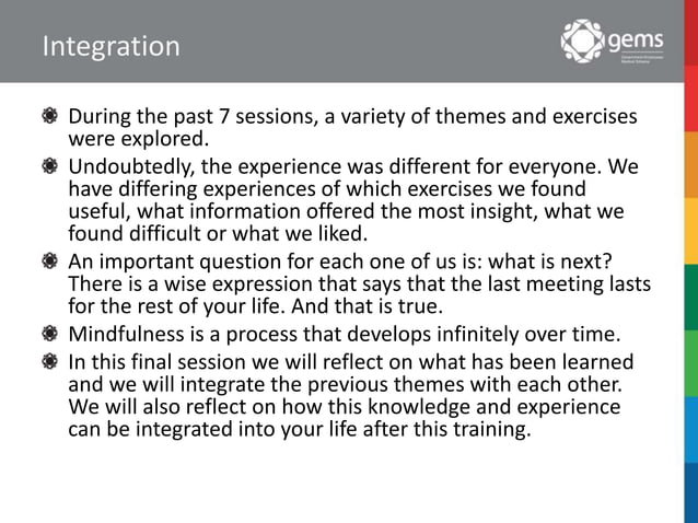 Mindfulness Session 8 - Integration | PPT