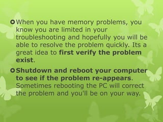 Basic computer and RAM troubleshooting | PPTX