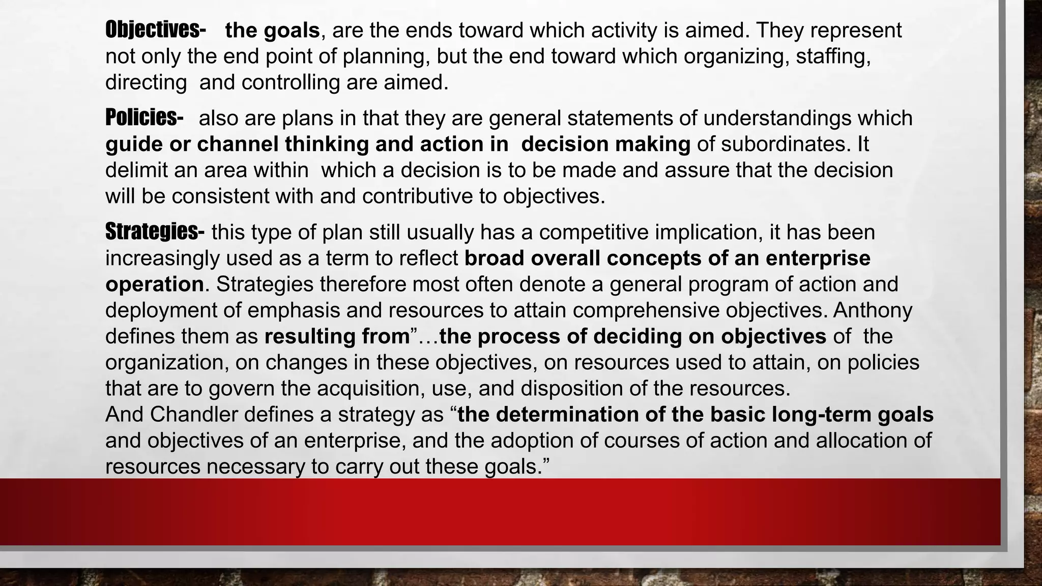 BASIC IDEAS AND CONCEPTS OF PLANNING | PPTX