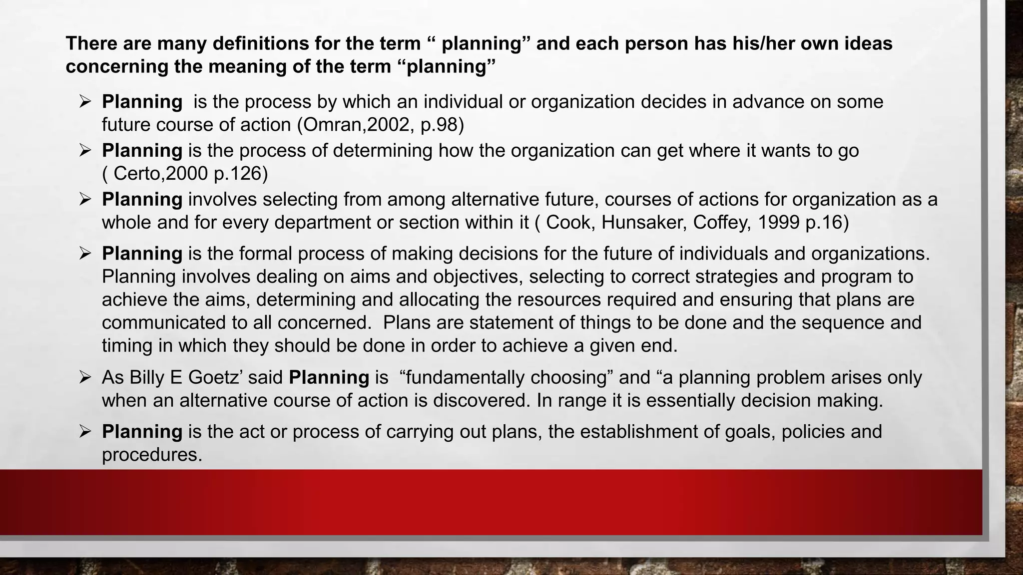 BASIC IDEAS AND CONCEPTS OF PLANNING | PPTX