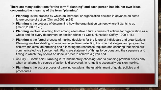 BASIC IDEAS AND CONCEPTS OF PLANNING | PPTX | Business | Business and ...