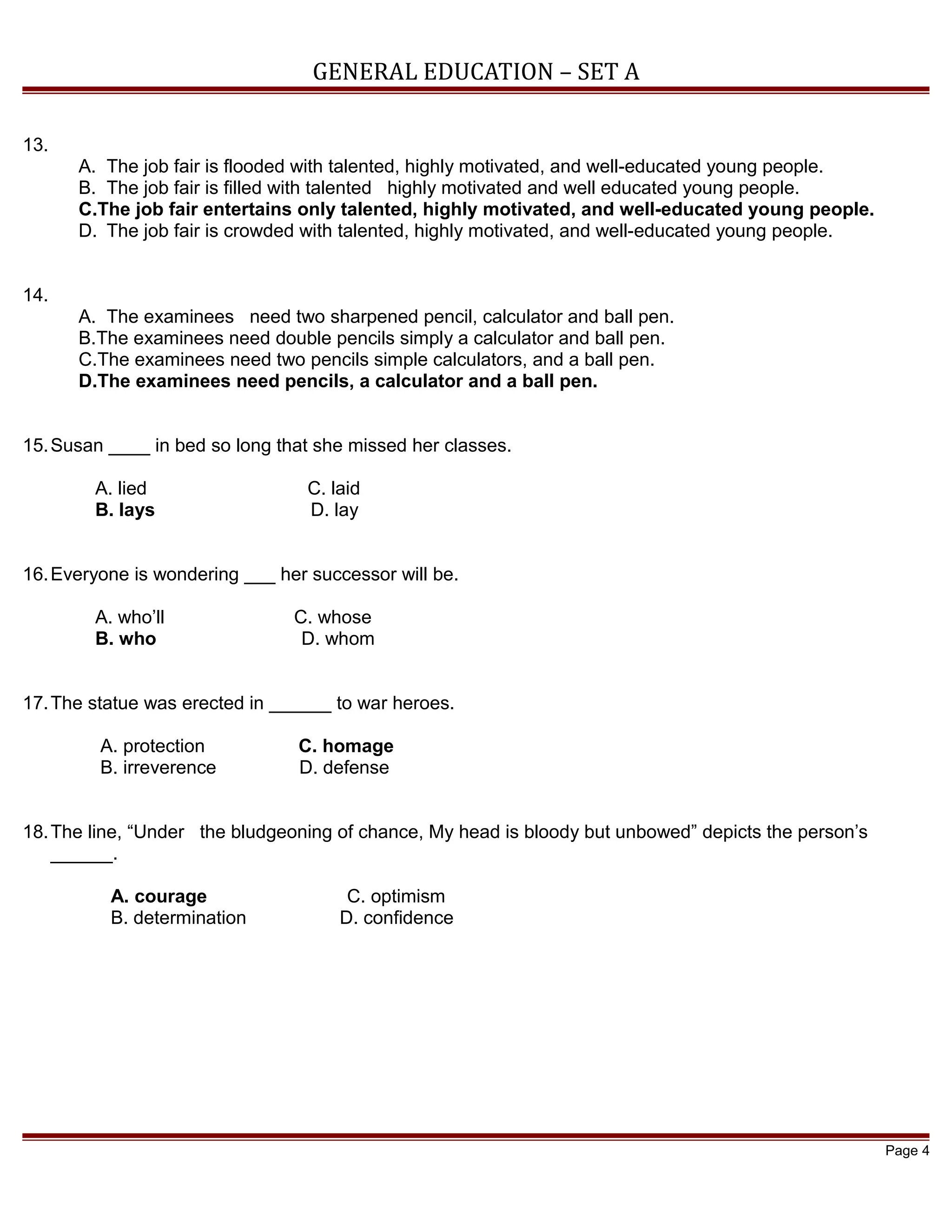 Gen ed (w-answer key) | DOC