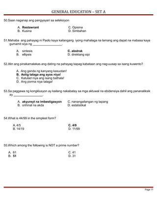 Gen ed (w-answer key) | DOC