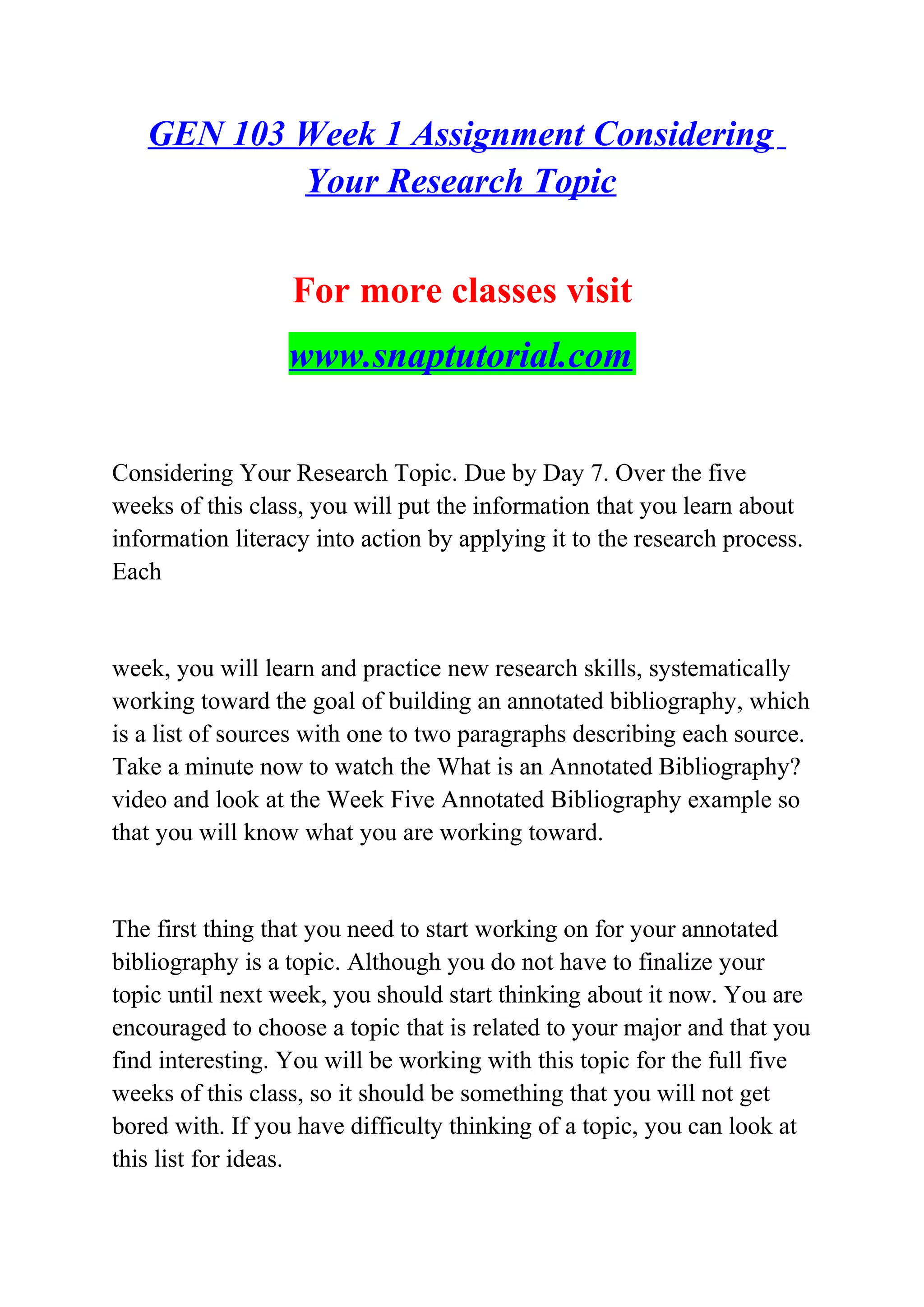 Gen 103 Exceptional Education / snaptutorial.com