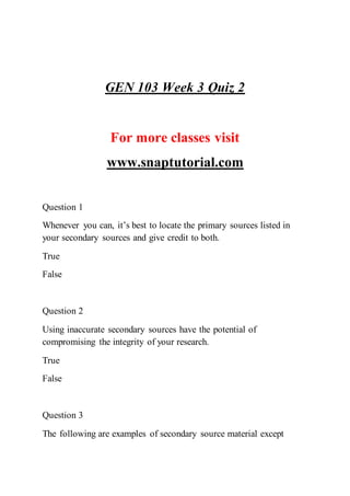 GEN 103 Education Organization - snaptutorial.com | Educational Assessment | Education