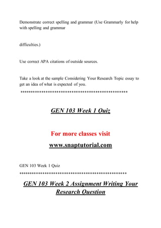 GEN 103 Education Organization - snaptutorial.com | Educational Assessment | Education