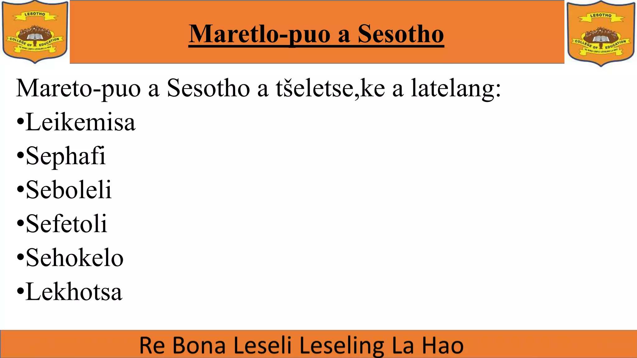 SEFETOLI KA KABELO MASAOANA | PPTX