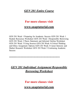 Gen 201 Effective Communication / snaptutorial.com