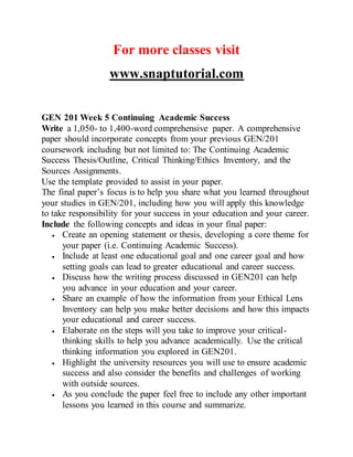 Gen 201 Effective Communication / snaptutorial.com