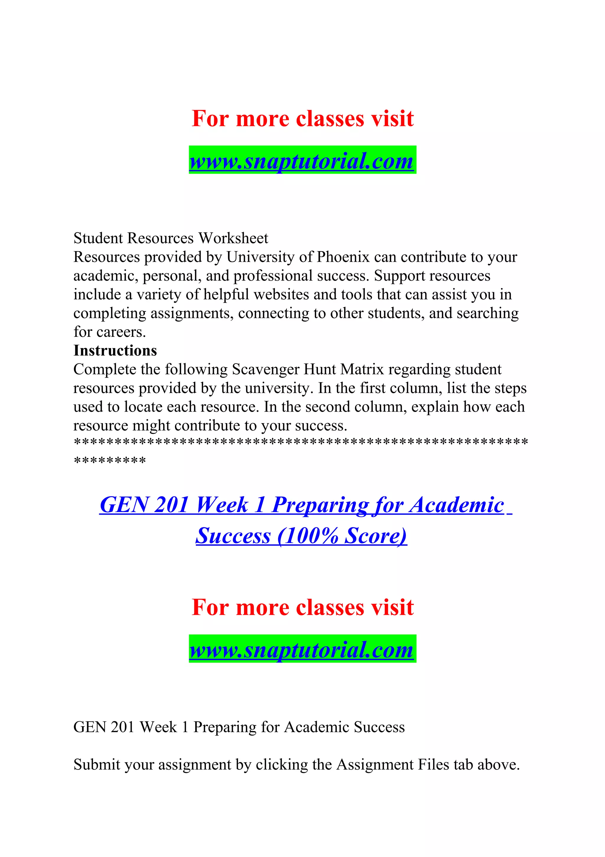 Gen 201 Exceptional Education / snaptutorial.com