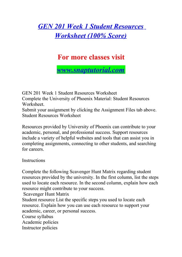 Gen 201 Exceptional Education / snaptutorial.com