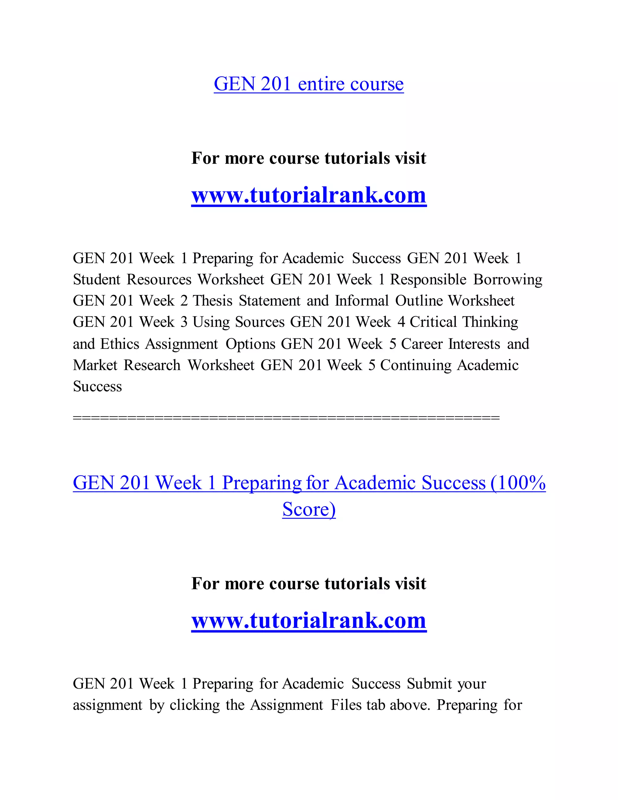 GEN 201 Effective Communication/tutorialrank.com