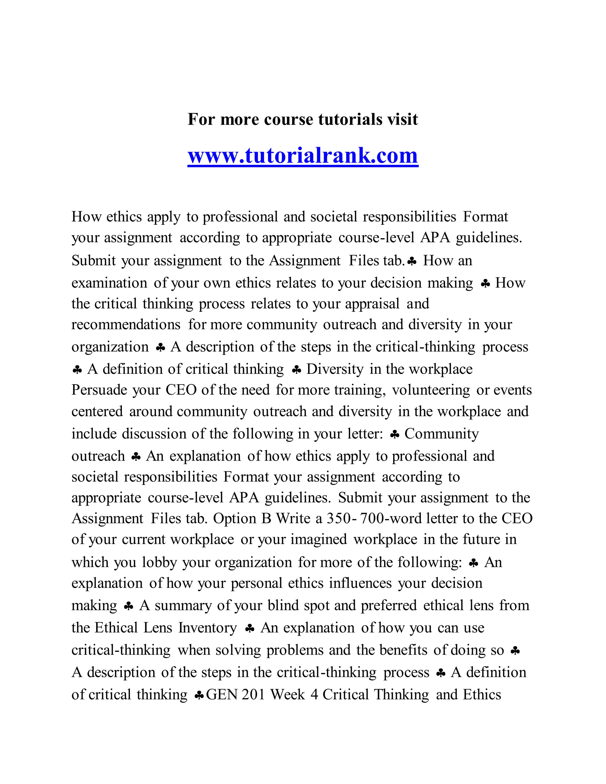 GEN 201 Effective Communication/tutorialrank.com