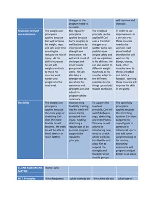 Sample Client Assessment Matrix on the Fitt and Pros Principles | PDF