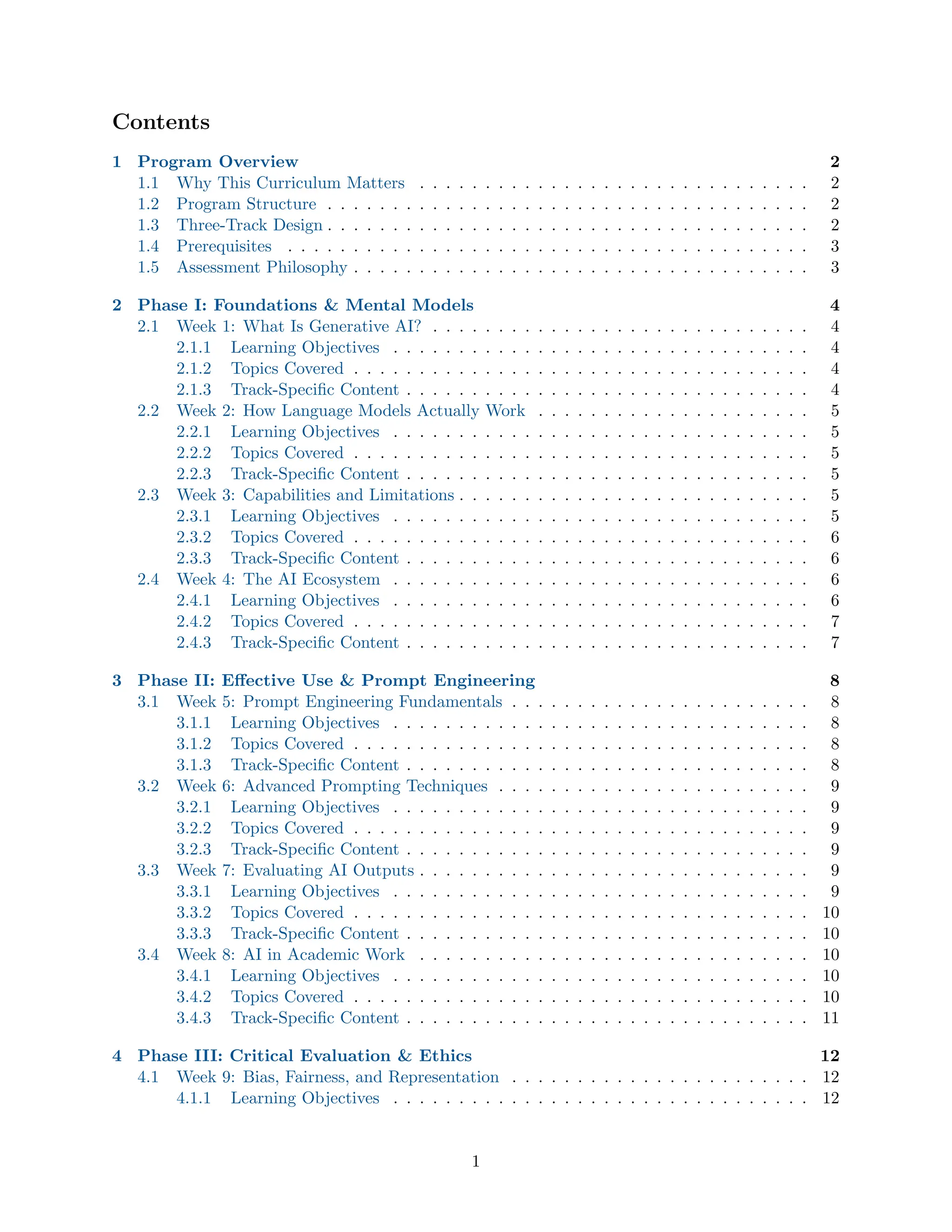 Generative AI for Undergraduates:Curriculum | PDF