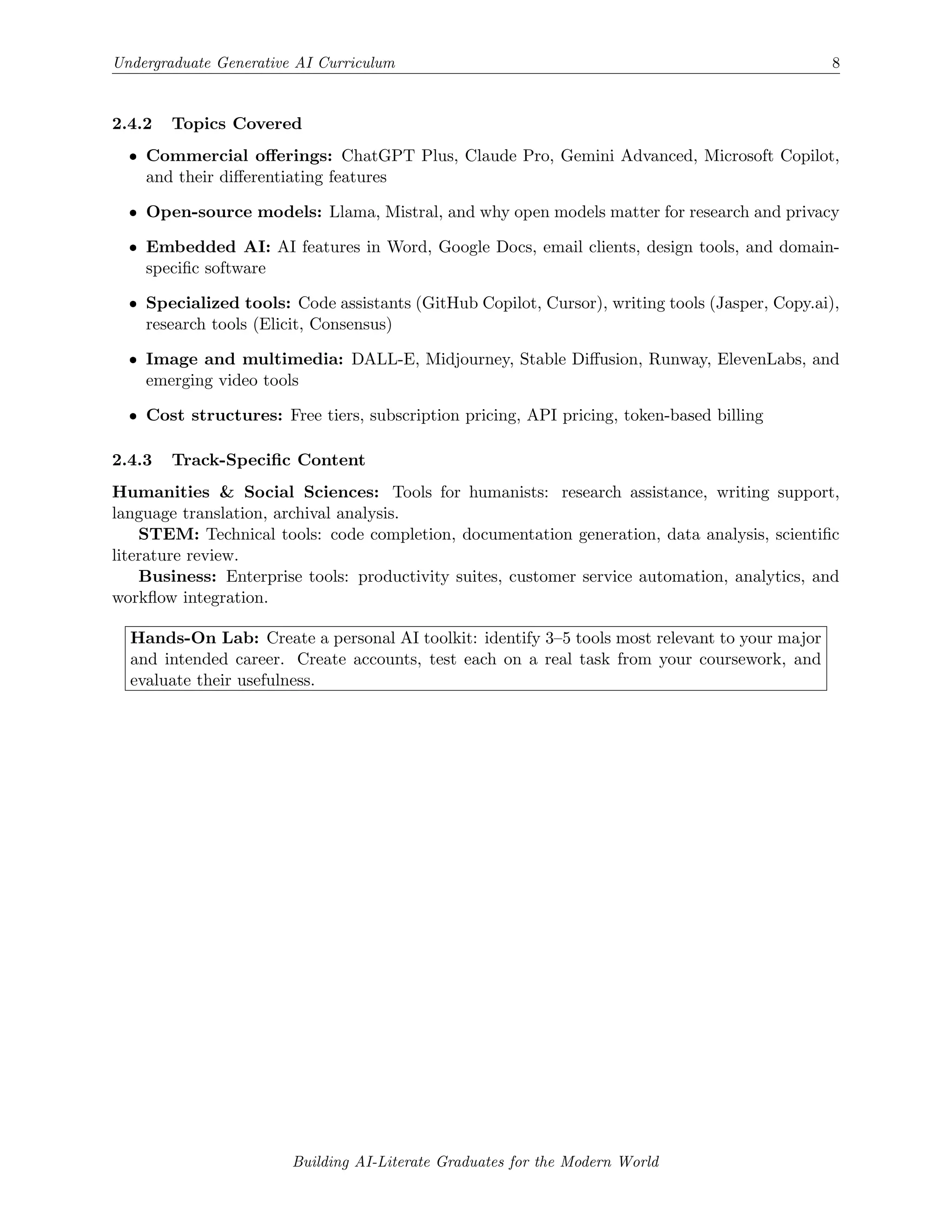 Generative AI for Undergraduates:Curriculum | PDF