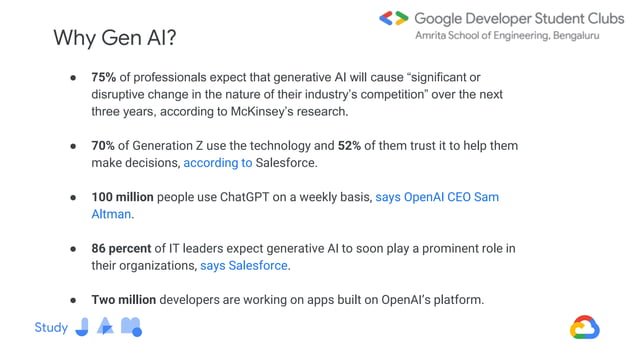 GDSC ASEB Gen AI study jams presentation | PPTX | Technology Industry ...