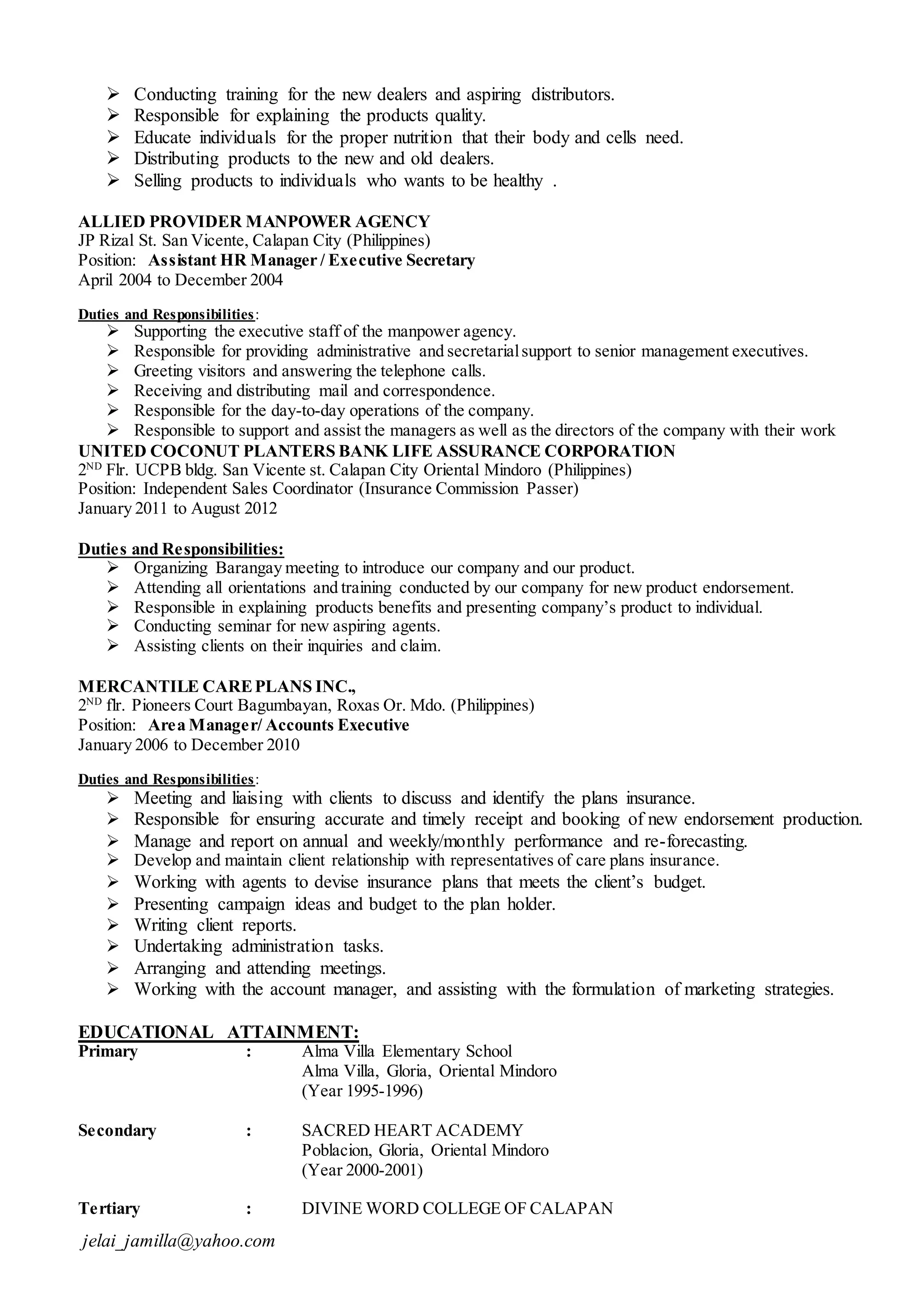 Genalyn d. jamilla cv | DOCX