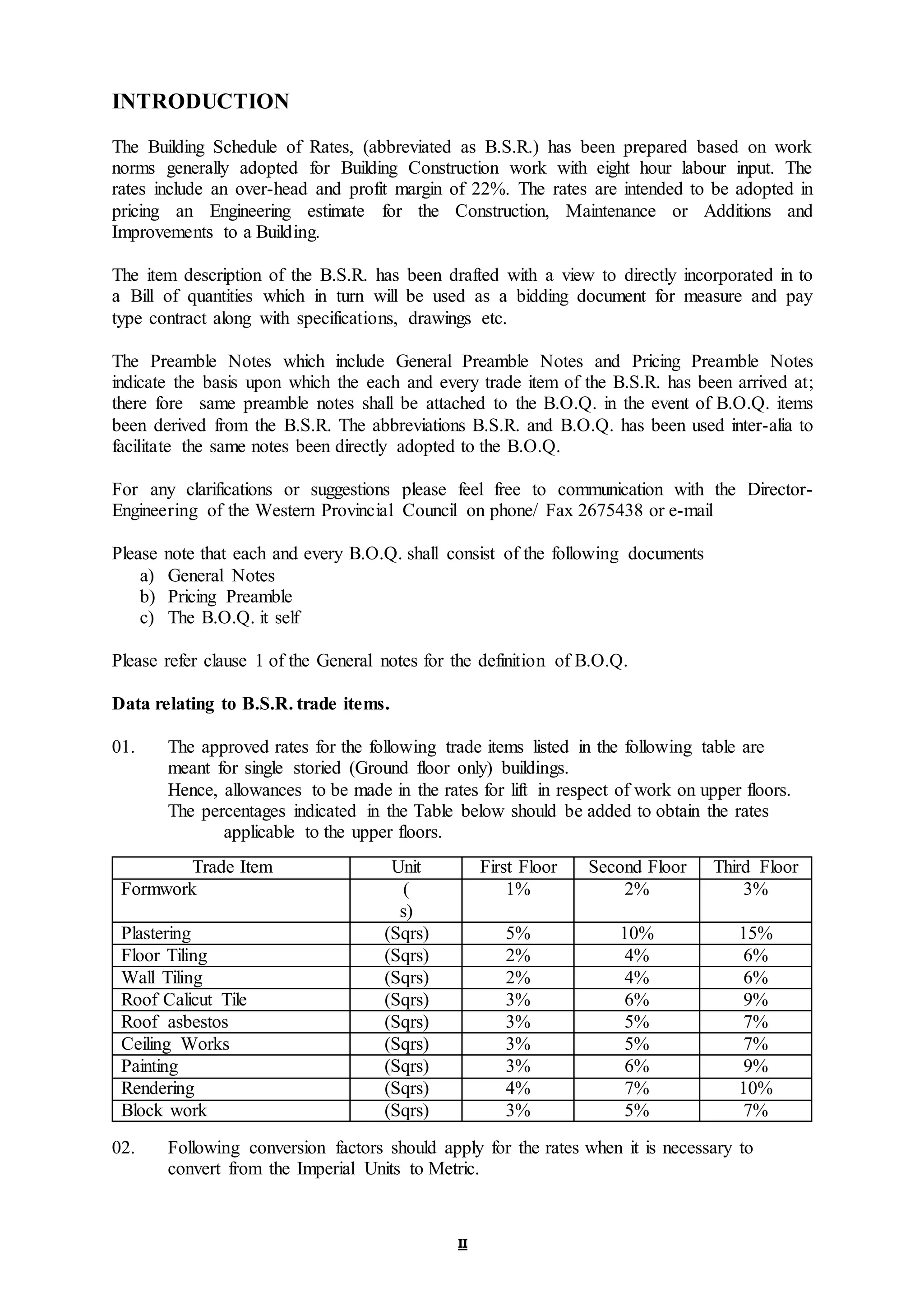 General notes to BSR BUILDING SCHEDULE OF RATES | DOCX