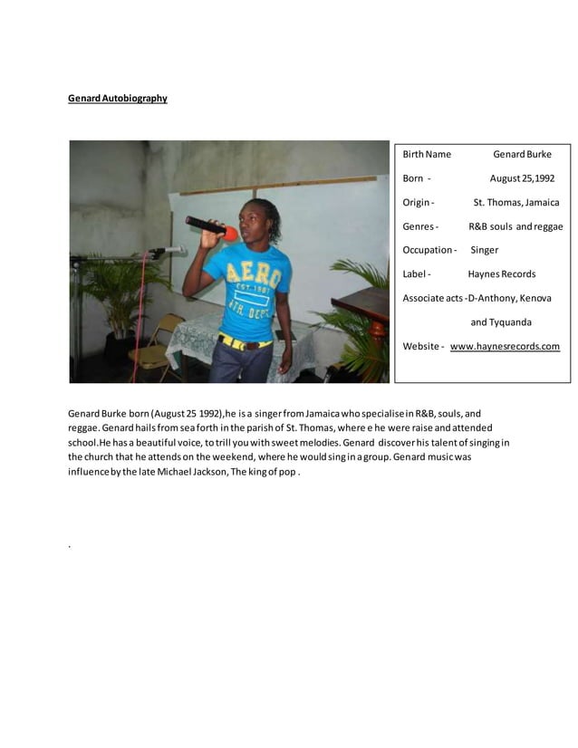Genard autobiography | DOCX | Reggae | Music