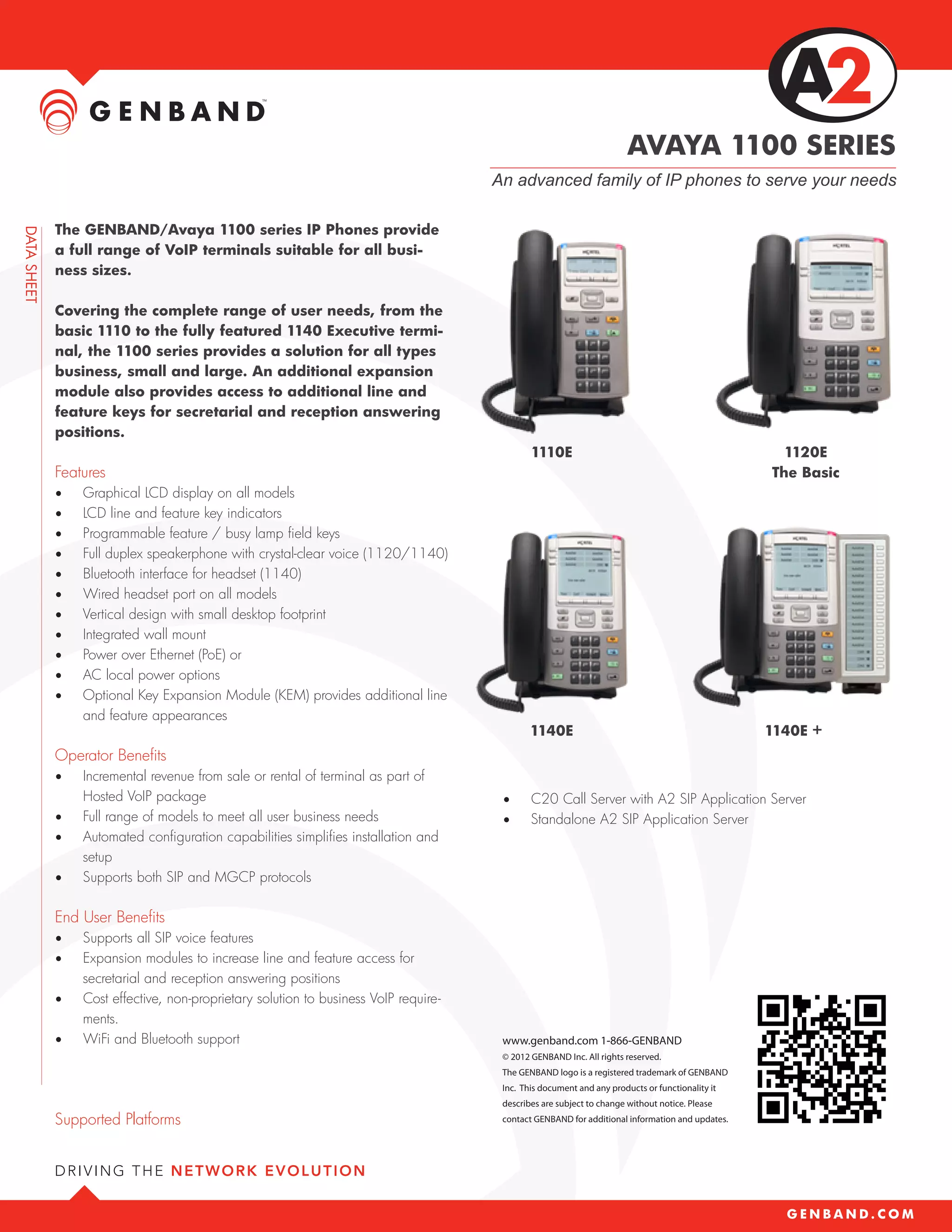 Genband Avaya 1100 datasheet | PDF