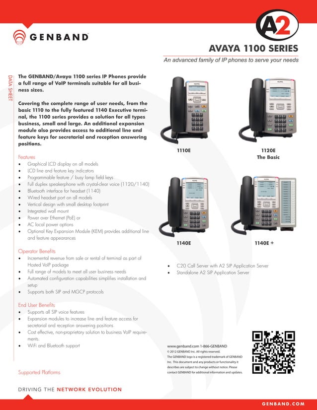 Genband Avaya 1100 datasheet | PDF | Computing | Technology & Computing