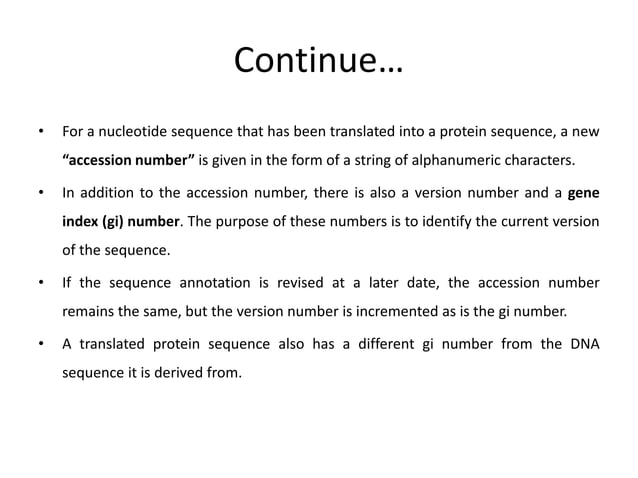 Gen bank databases | PPTX | Databases | Computer Software and Applications