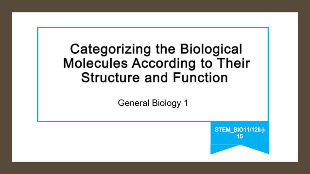 Genbio 1 Categorizing the Biological Molecules According to Their ...
