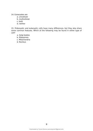 gen bio module 3 how prokaryotic and eukaryptic cells differs from each other | PDF