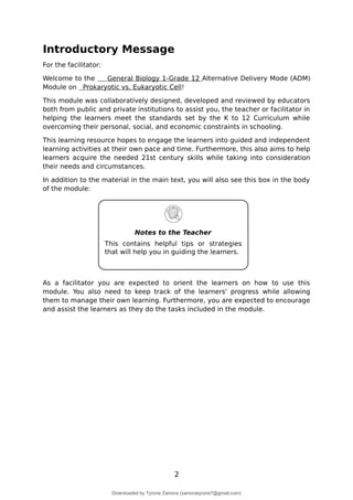 gen bio module 3 how prokaryotic and eukaryptic cells differs from each other | PDF