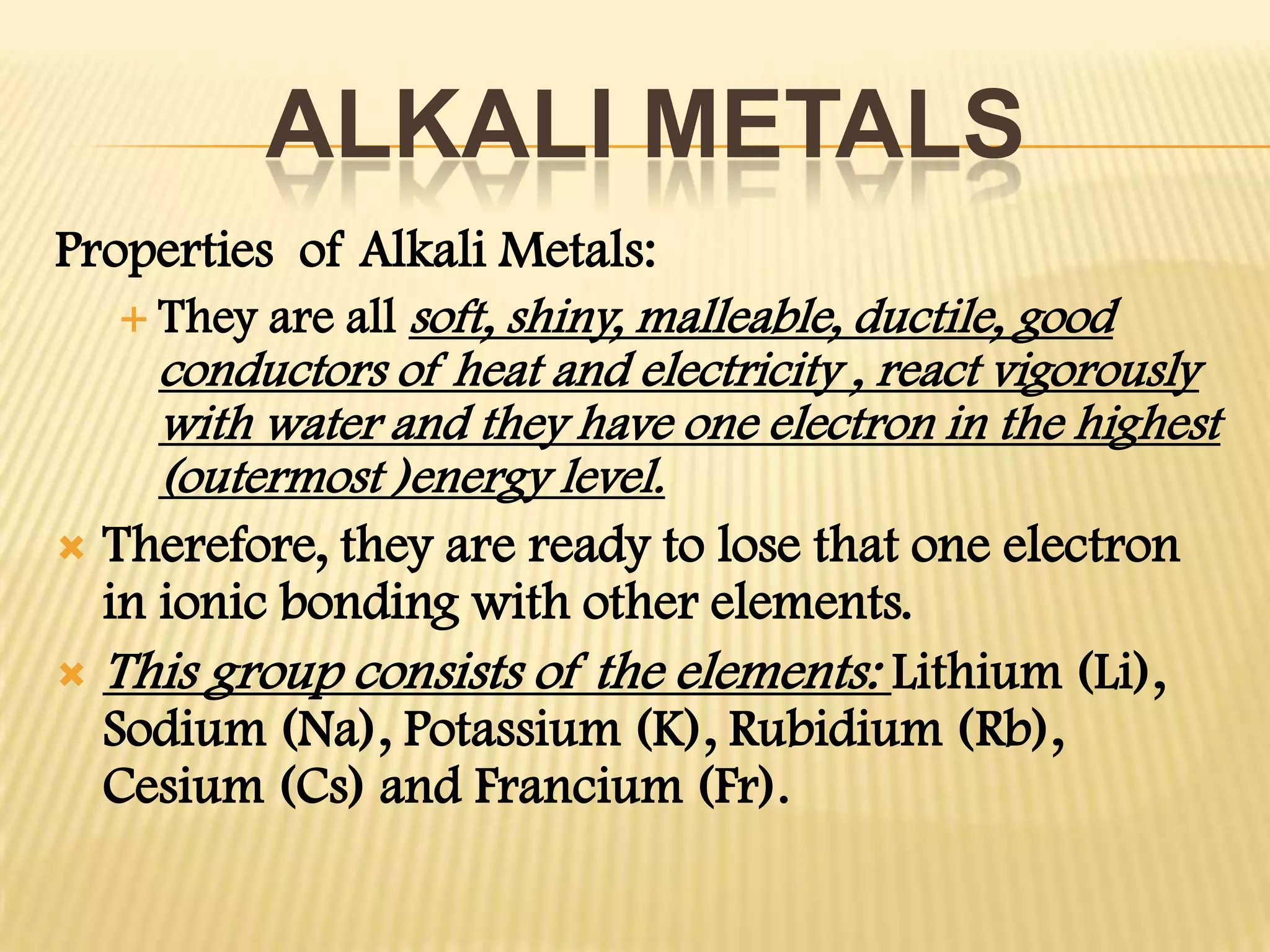Alkaline and Alkaline Earth Metals | PPTX