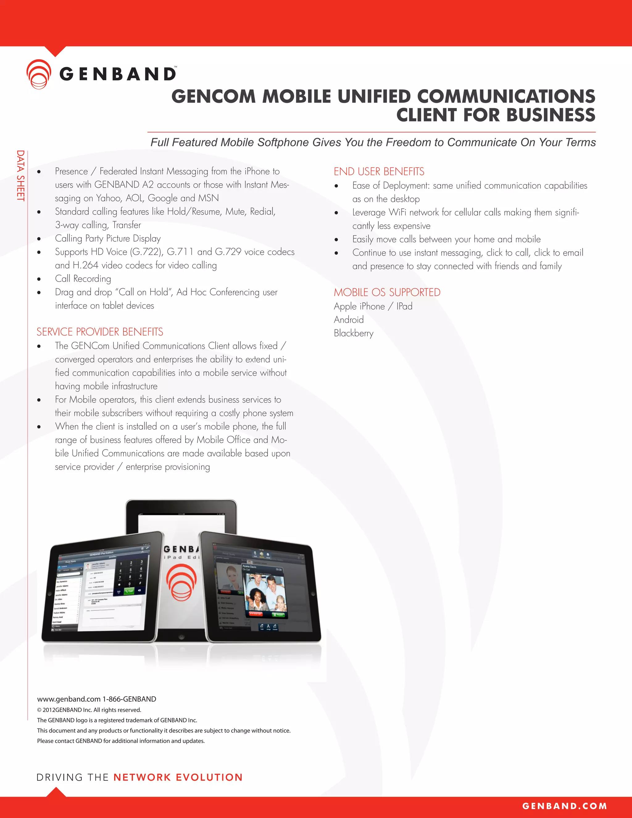 GENCom Unified Communications Business datasheet | PDF