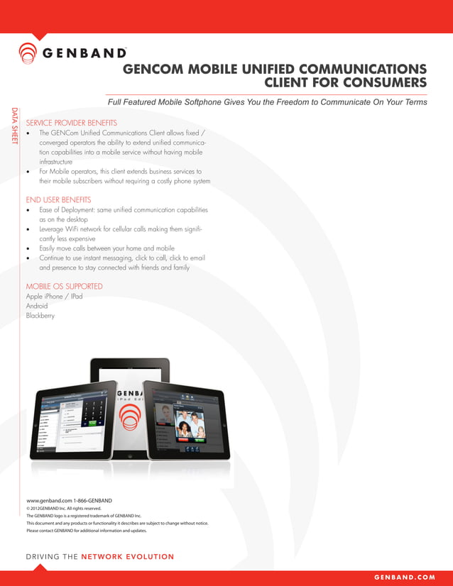 GENCom Unified Communications datasheet | PDF
