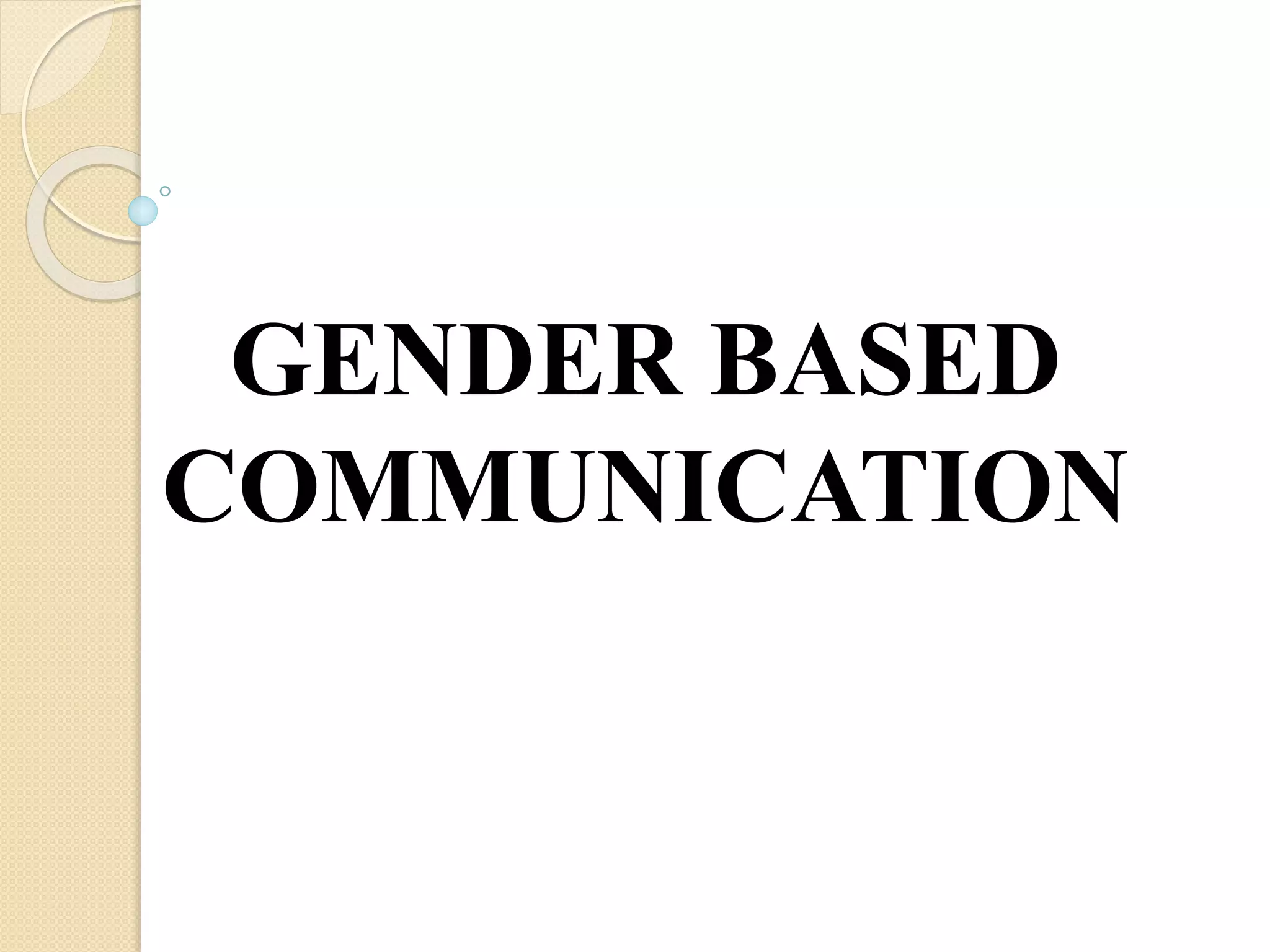 Gender-based communication | PPTX