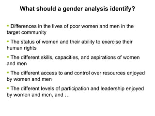 Gender mainstreaming and gender analysis in work addressing risk ...