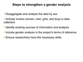 Gender mainstreaming and gender analysis in work addressing risk ...