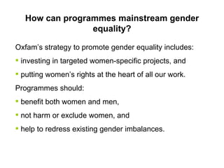 Gender mainstreaming and gender analysis in work addressing risk ...