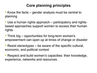 Gender in programme planning and implementation: Programme planning and ...